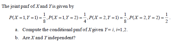 The joint pmf of X and Y is given by | Chegg.com