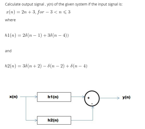 Solved Calculate output signal, y(n) of the given system if | Chegg.com
