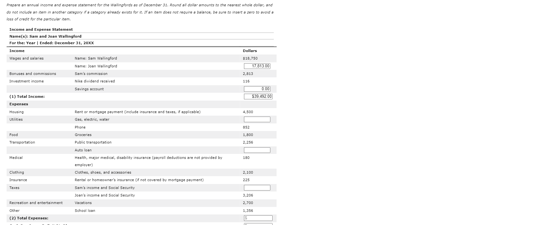 Solved Sam and Joan Wallingford have been married for over | Chegg.com