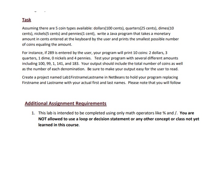Solved Task Assuming there are 5 coin types available: | Chegg.com
