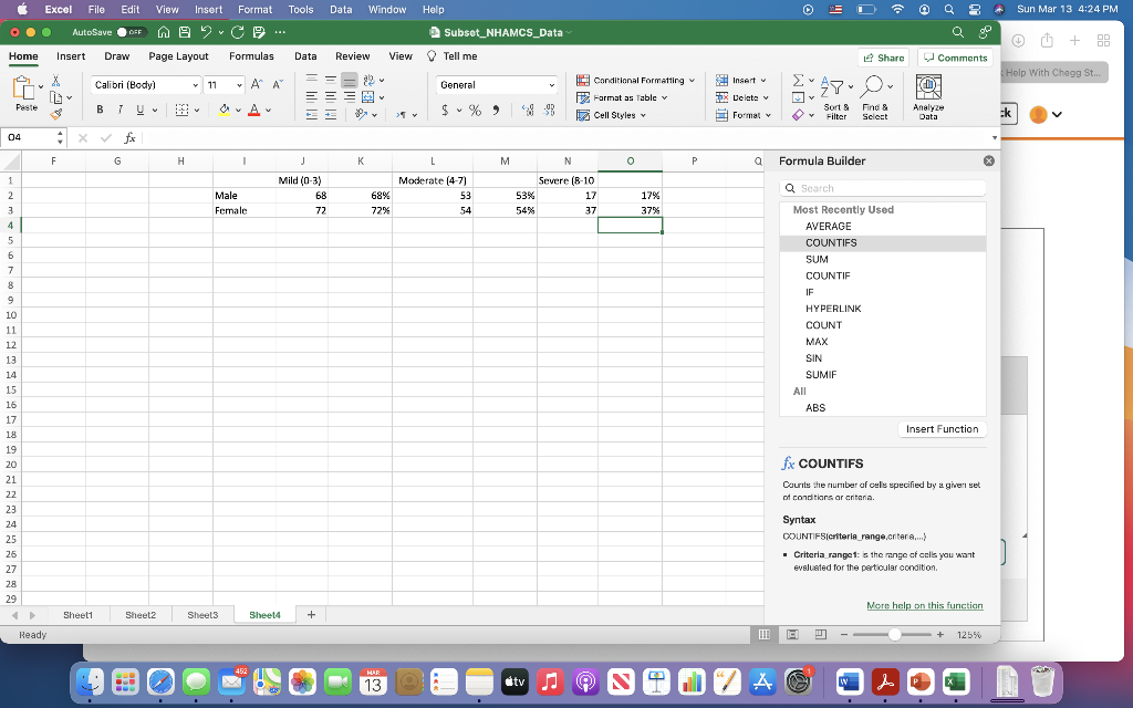 Solved Excel File Edit View Insert Format Tools Data Window | Chegg.com