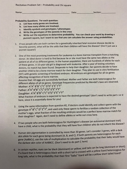 Solved Recitation Problem Set - Probability and Chi square | Chegg.com