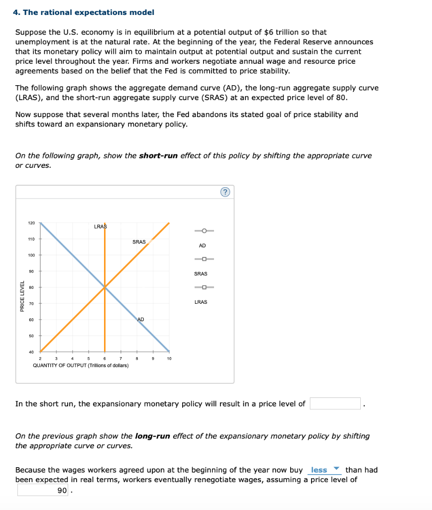 Solved 4. The rational expectations model Suppose the U.S. | Chegg.com