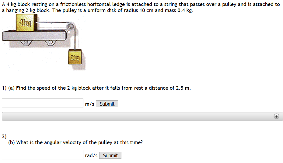 Solved A 4 kg block resting on a frictionless horizontal | Chegg.com