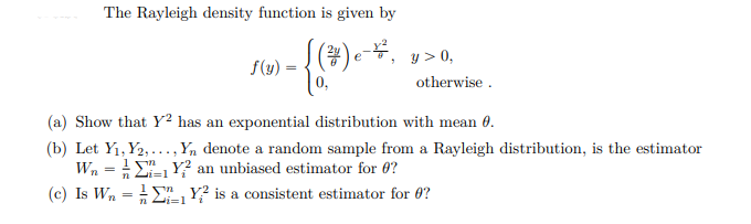 Solved The Rayleigh density function is given by | Chegg.com