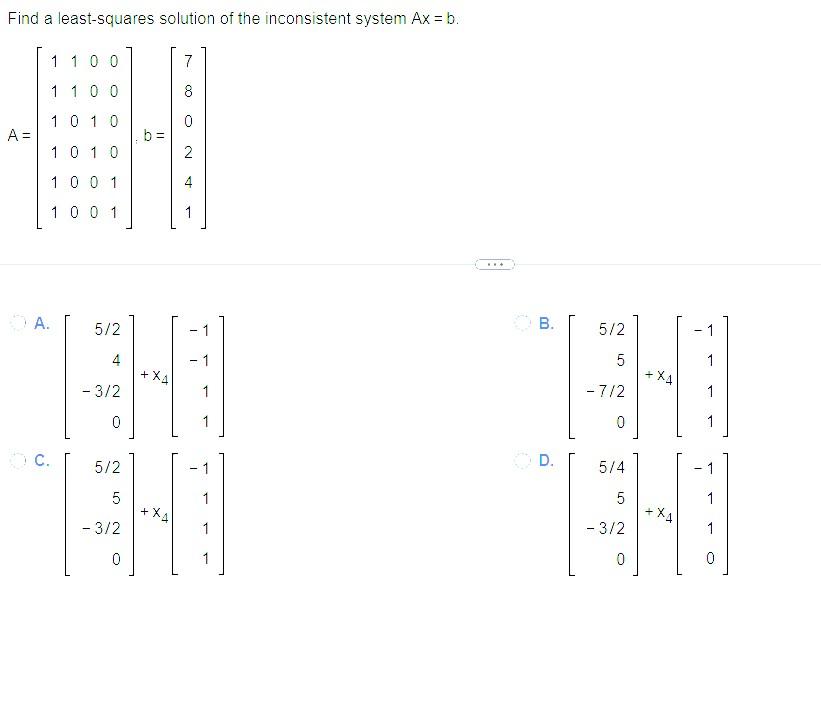 Solved Find a least-squares solution of the inconsistent | Chegg.com