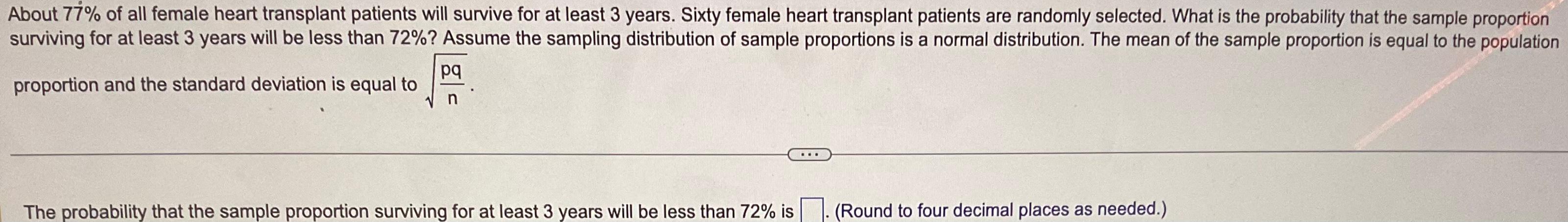 Solved proportion and the standard deviation is equal to | Chegg.com