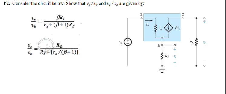 Solved 2. Consider the circuit below. Show that vc/vb and | Chegg.com