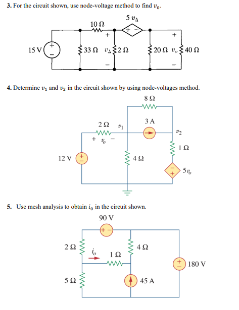 3. For the circuit shown, use node-voltage method to | Chegg.com