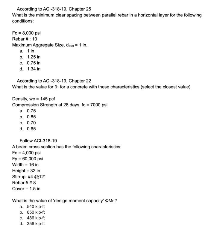 Solved According to ACI-318-19, Chapter 25 What is the | Chegg.com