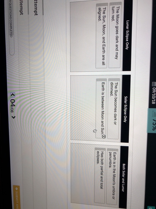 Solved 3rd attempt Sort the following facts about eclipses | Chegg.com