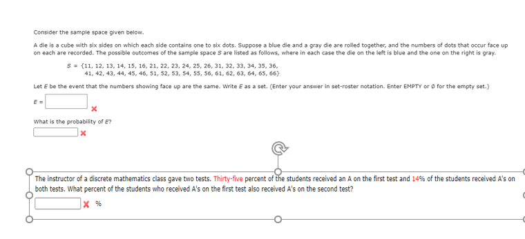 Solved Consider the sample space given below. A die is a | Chegg.com
