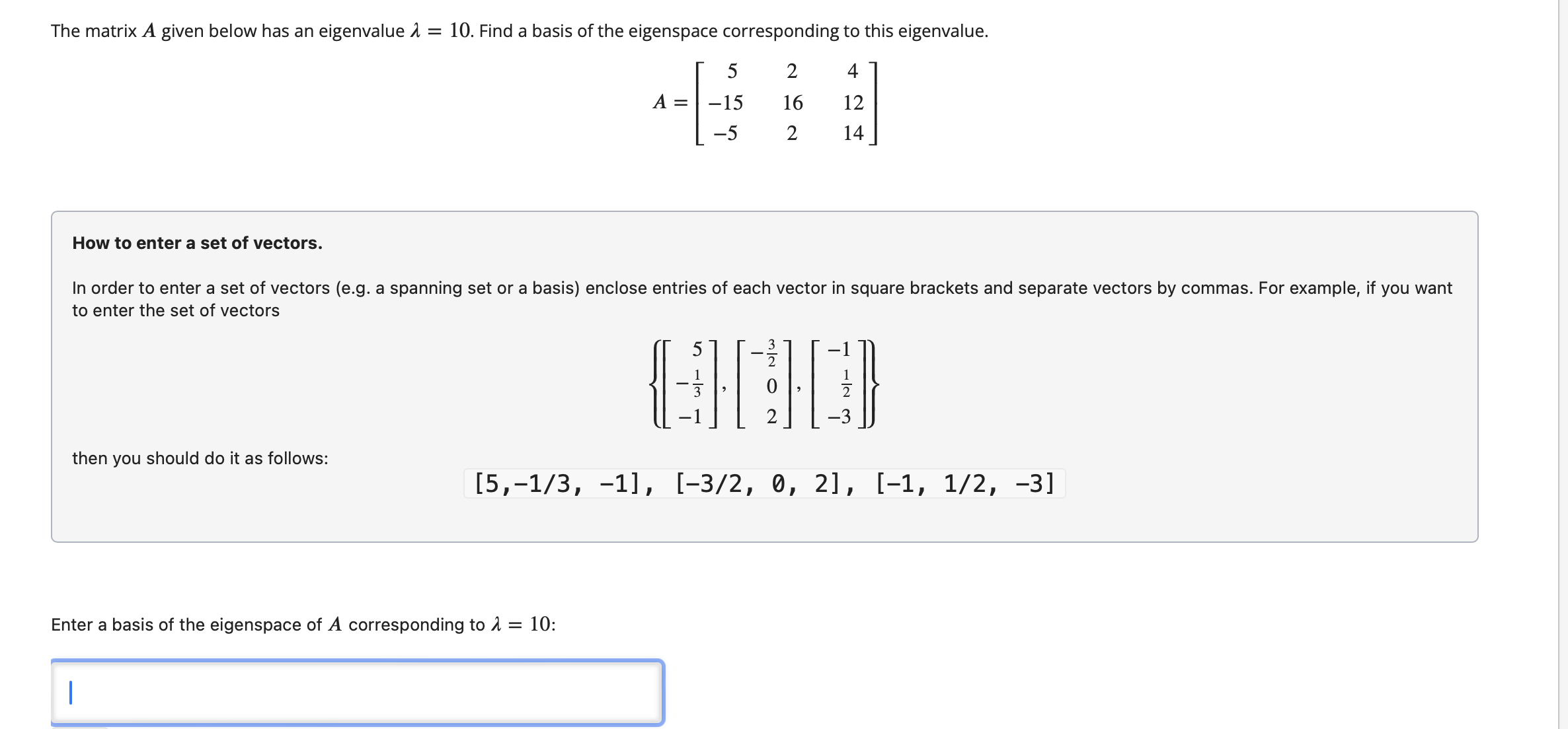 Solved The matrix A given below has an eigenvalue λ=10. Find | Chegg.com
