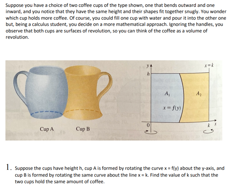 Solved Suppose you have a choice of two coffee cups of the | Chegg.com