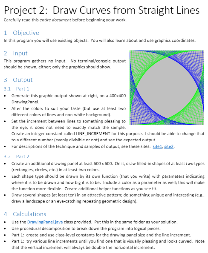 Solved Project 2: Draw Curves from Straight Lines Carefully | Chegg.com