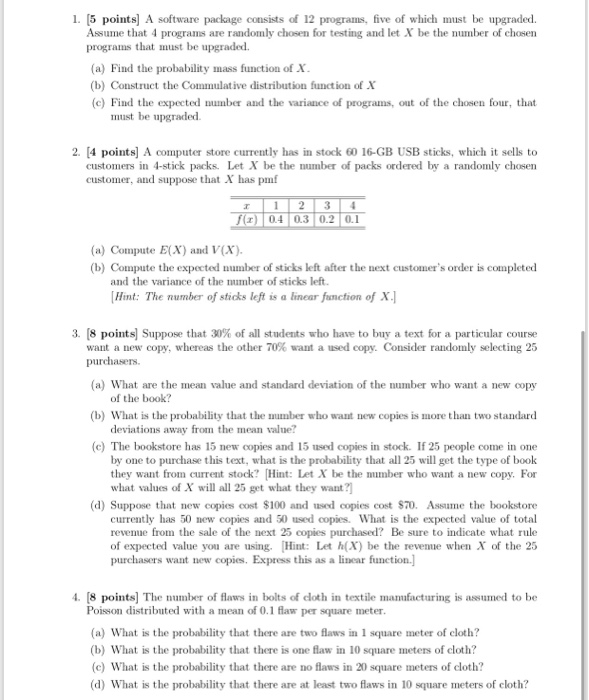 Solved 1. 5 points A software package consists of 12 | Chegg.com
