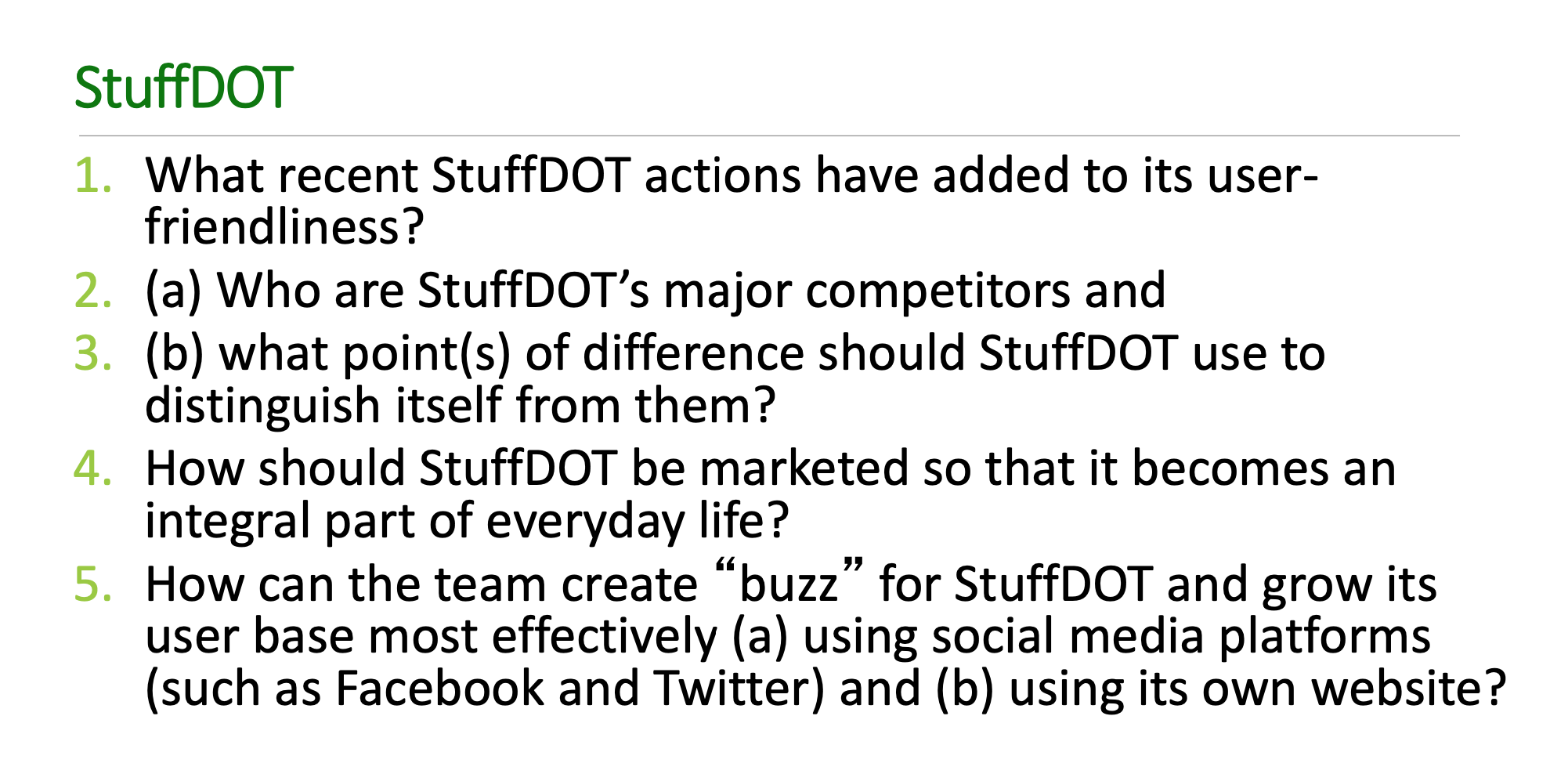 Solved StuffDOT 1. What recent StuffDOT actions have added | Chegg.com