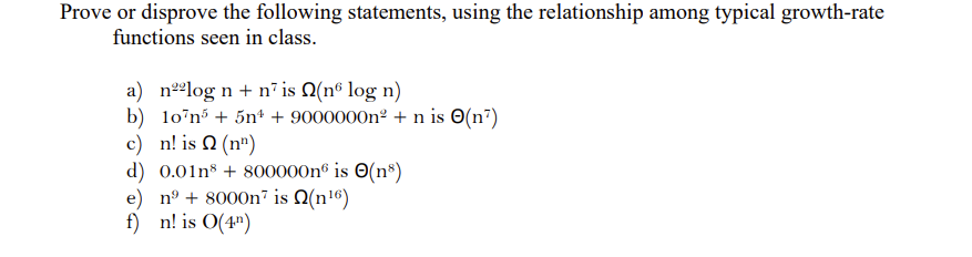 Solved Prove or disprove the following statements, using the | Chegg.com