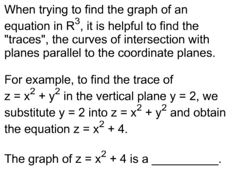 Solved When trying to find the graph of an equation in R3, | Chegg.com