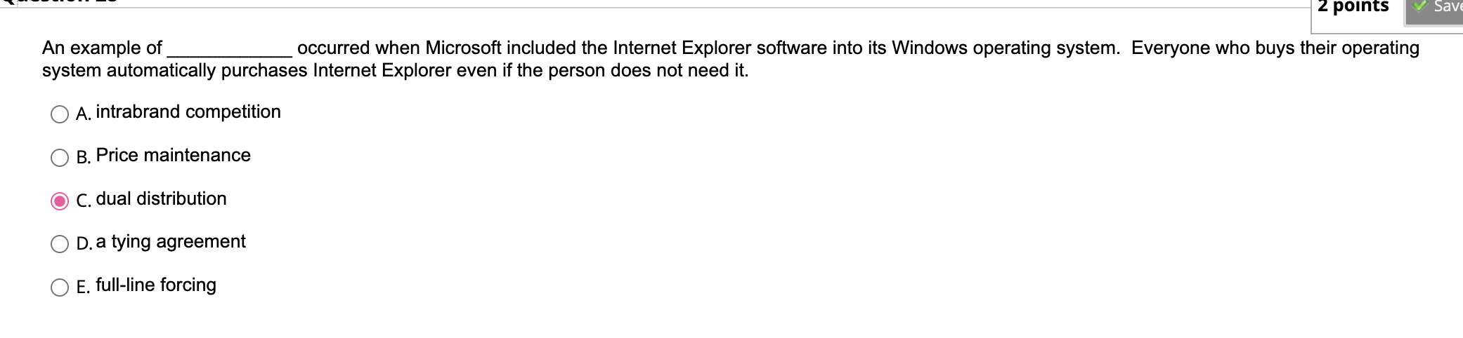 Solved An example of occurred when Microsoft included the | Chegg.com