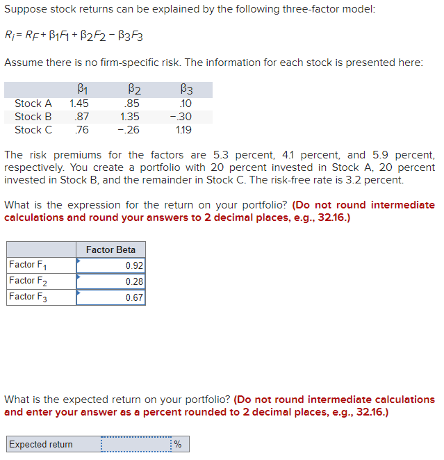 Solved Suppose Stock Returns Can Be Explained By The 