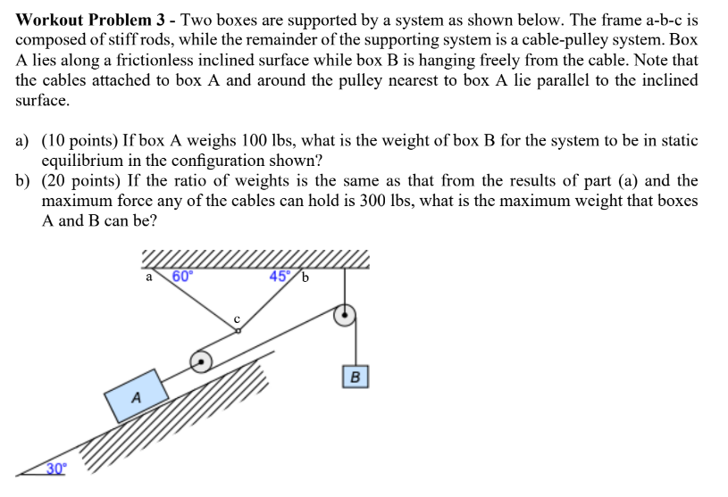 Solved Workout Problem 3 - Two boxes are supported by a | Chegg.com