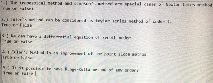 Solved 1.) The trapezoidal method and simpson's method are | Chegg.com