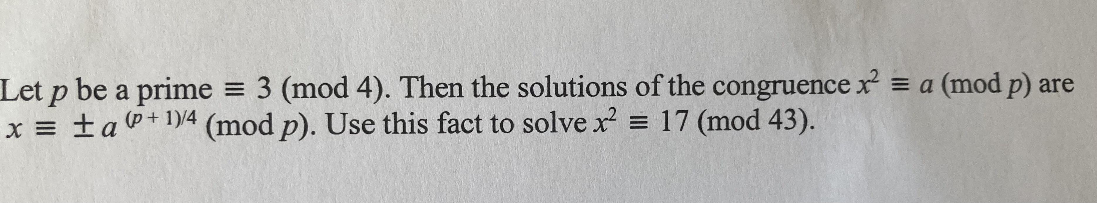 Solved Let p be a prime ≡3(mod4). Then the solutions of the | Chegg.com