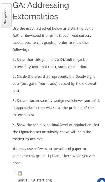 Solved GA: Addressing Externalities Use the graph attached | Chegg.com
