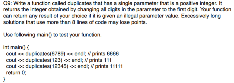 Solved Q9 Write A Function Called Duplicates That Has A 1461