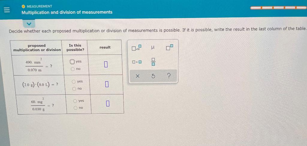 Solved III MEASUREMENT Multiplication and division of | Chegg.com