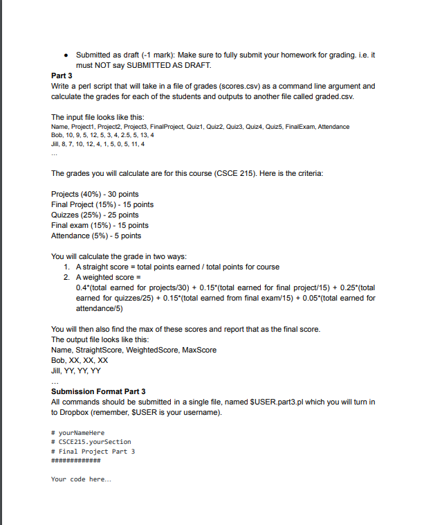 Solved Submitted as draft (-1 mark): Make sure to fully | Chegg.com