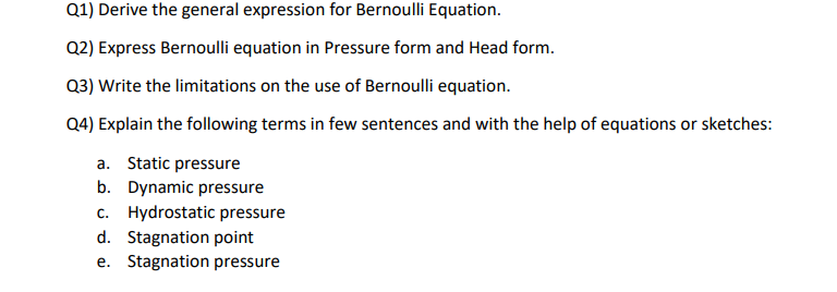 Solved Q1) Derive the general expression for Bernoulli | Chegg.com