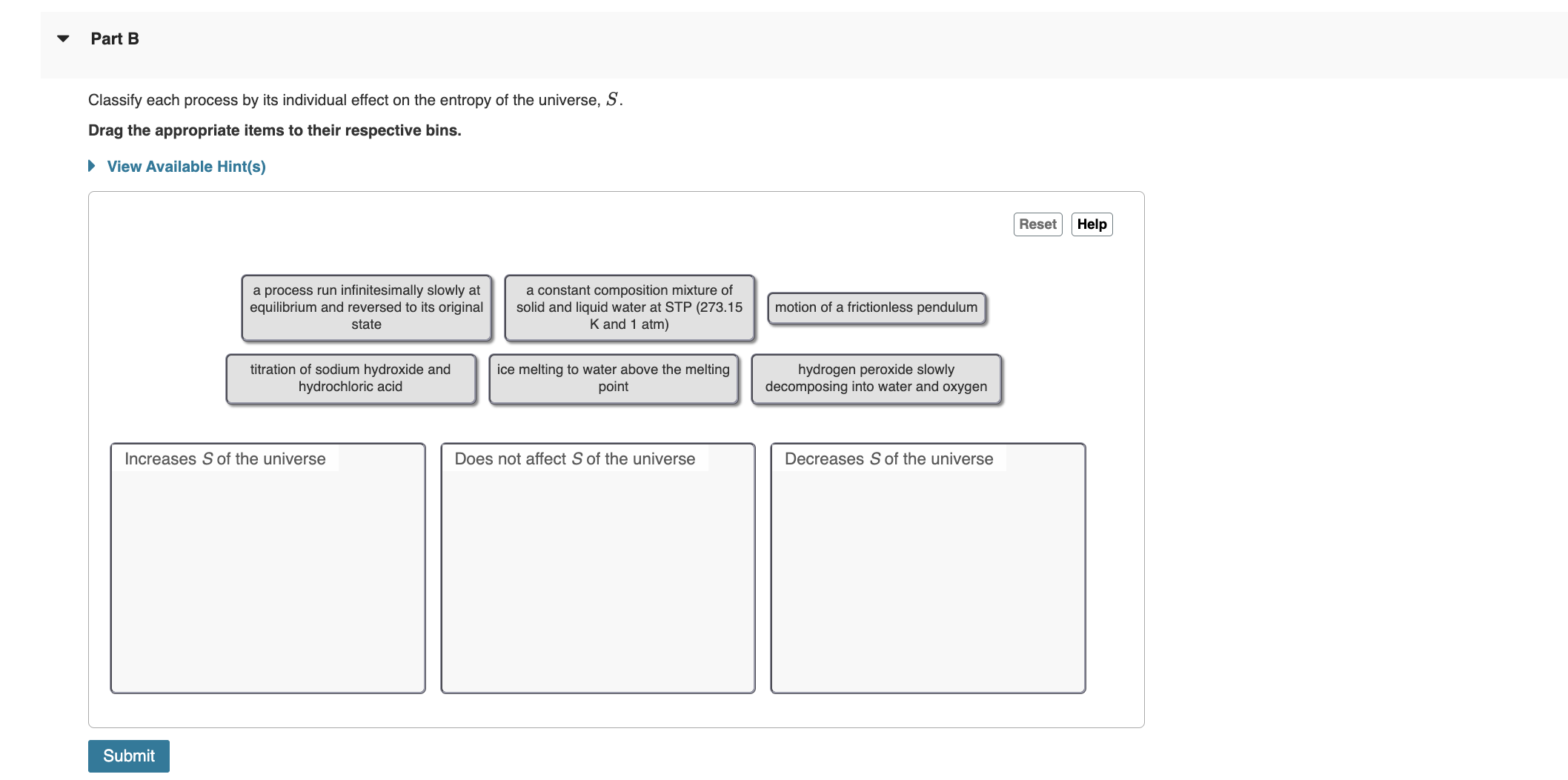 Solved Part BClassify each process by its individual effect | Chegg.com