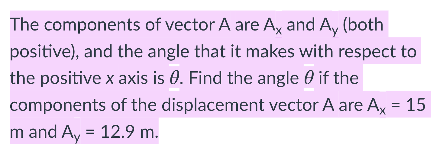 Solved The components of vector A are Ay and Ay (both | Chegg.com