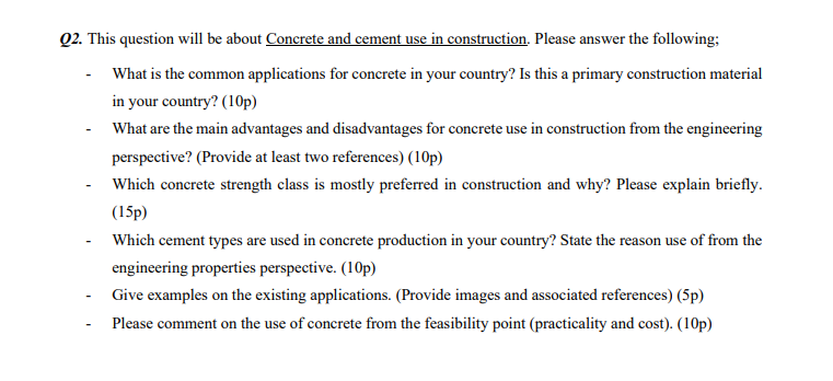 Solved Q2. This question will be about Concrete and cement | Chegg.com