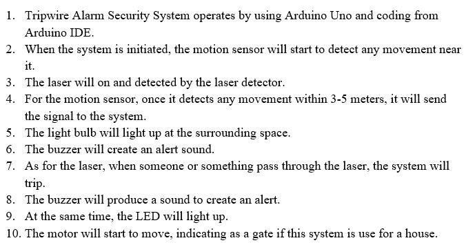Solved 1. Tripwire Alarm Security System operates by using | Chegg.com