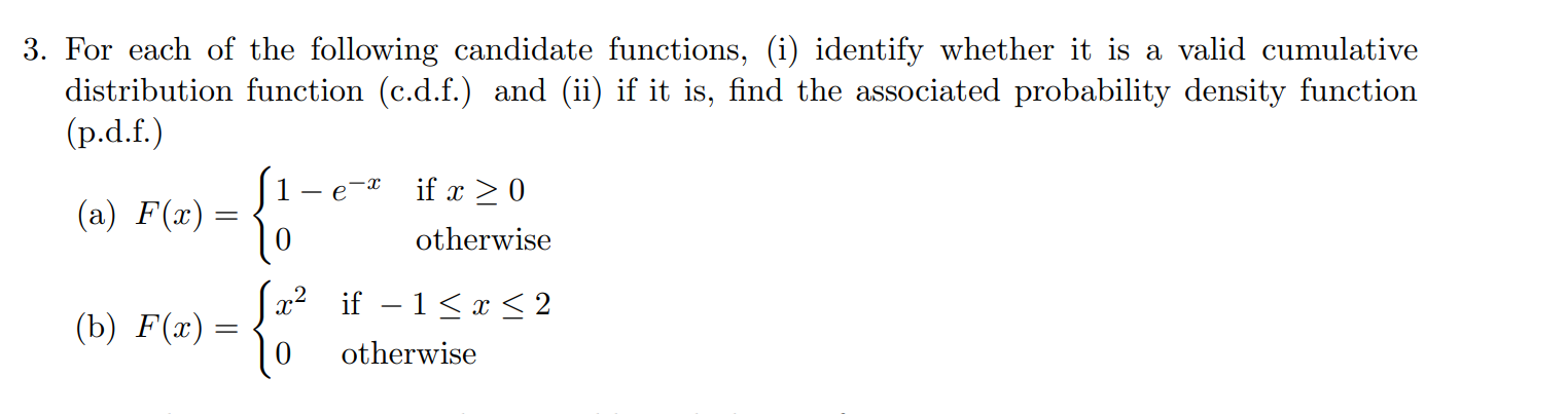 Solved 3. For each of the following candidate functions, (i) | Chegg.com