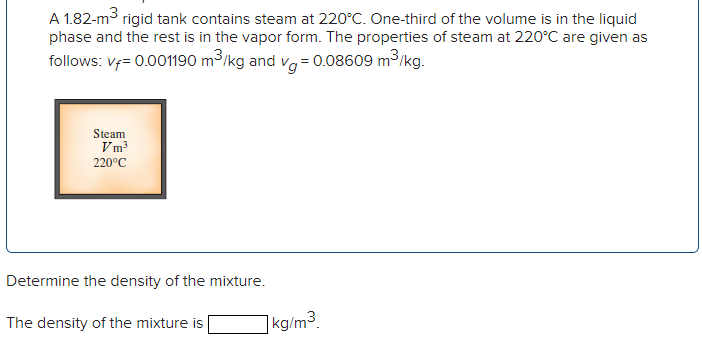 Solved A 1.82-m3 rigid tank contains steam at 220°C. | Chegg.com