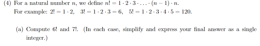 Solved (4) For a natural number n, we define | Chegg.com