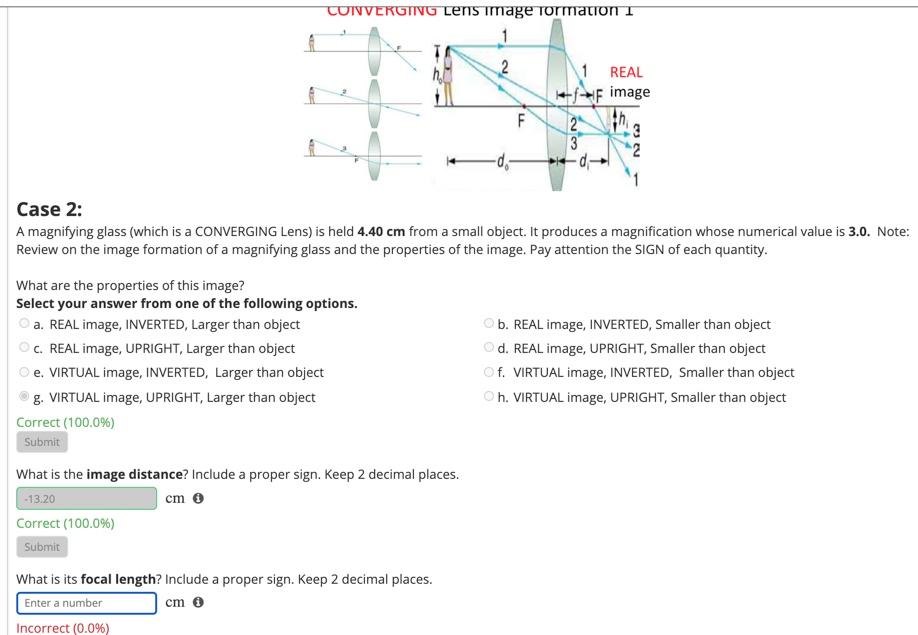 Solved CONVERGING Lens Image formation I 2. 1 REAL -ff image | Chegg.com