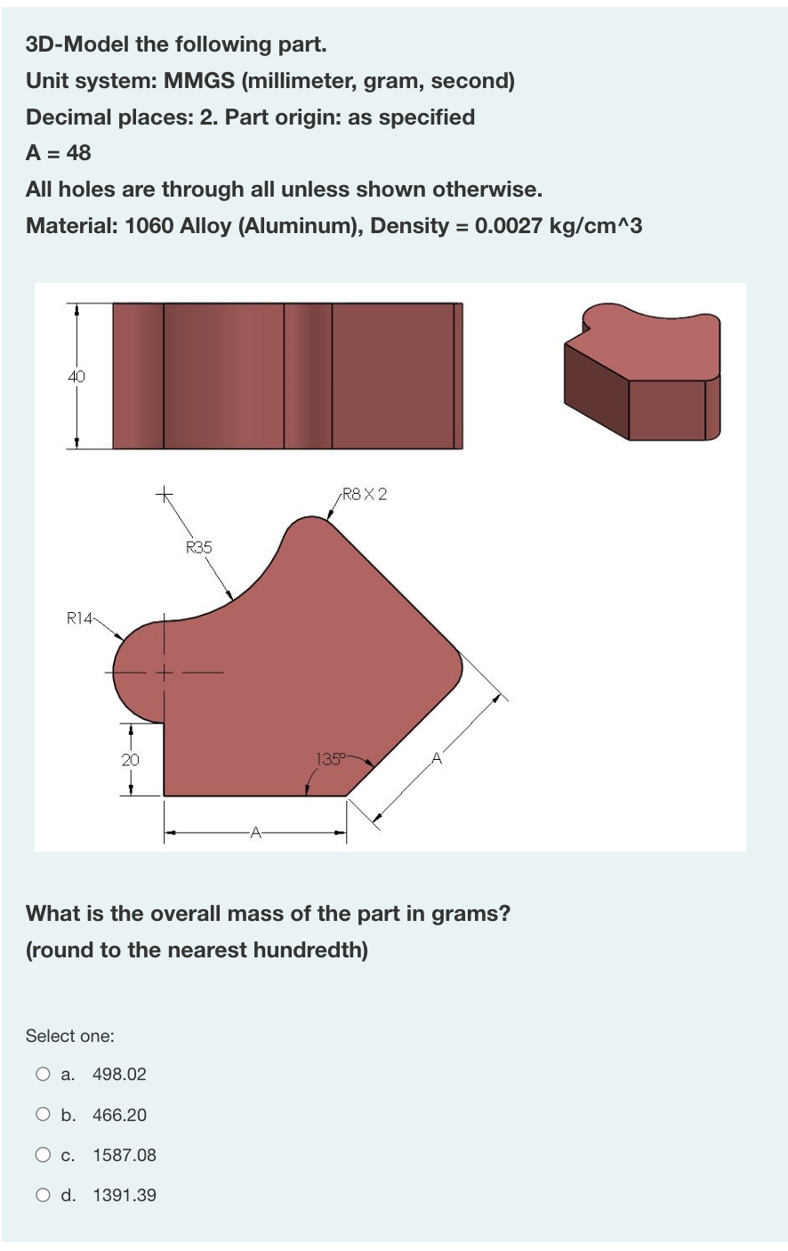 Solved 3D-Model the following part.Unit system: MMGS | Chegg.com