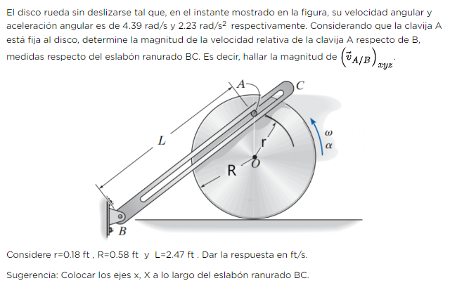 El disco rueda sin deslizarse tal que, en el instante | Chegg.com