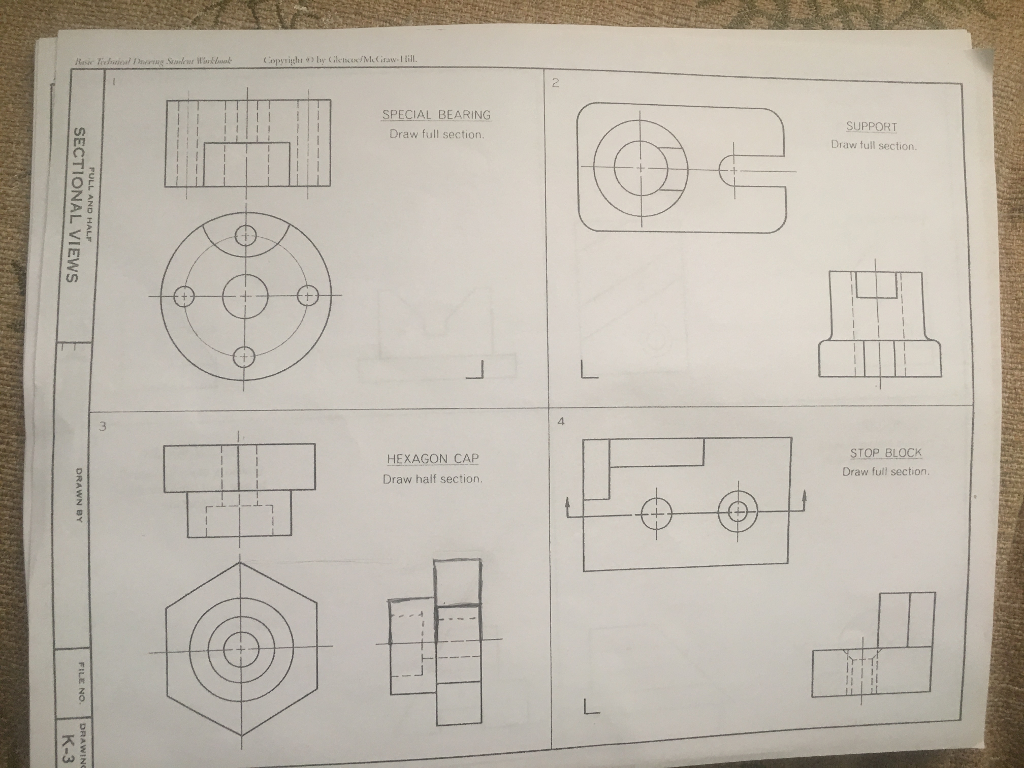 Solved 2 SPECİAL-BEARING Draw full section SUPPORT Draw tull | Chegg.com