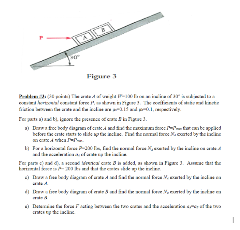Solved Problem \#3: (30 points) The crate A of weight | Chegg.com