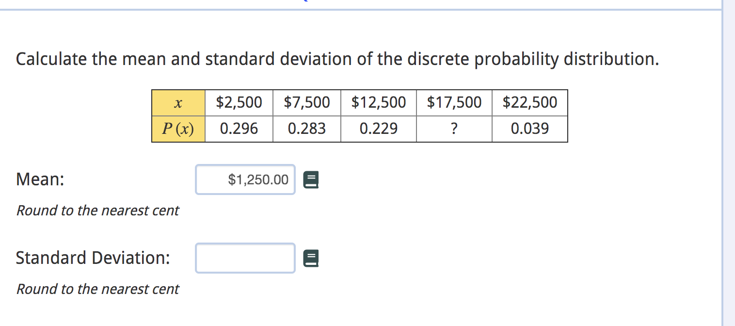 Solved Calculate the mean and standard deviation of the | Chegg.com