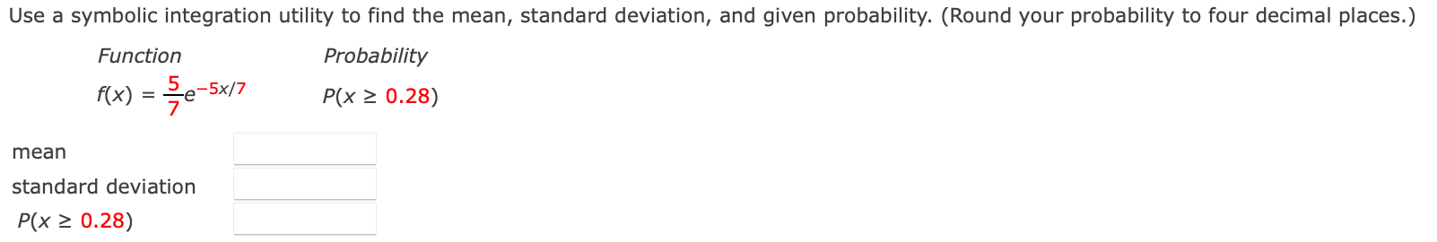 Solved Use a symbolic integration utility to find the mean, | Chegg.com