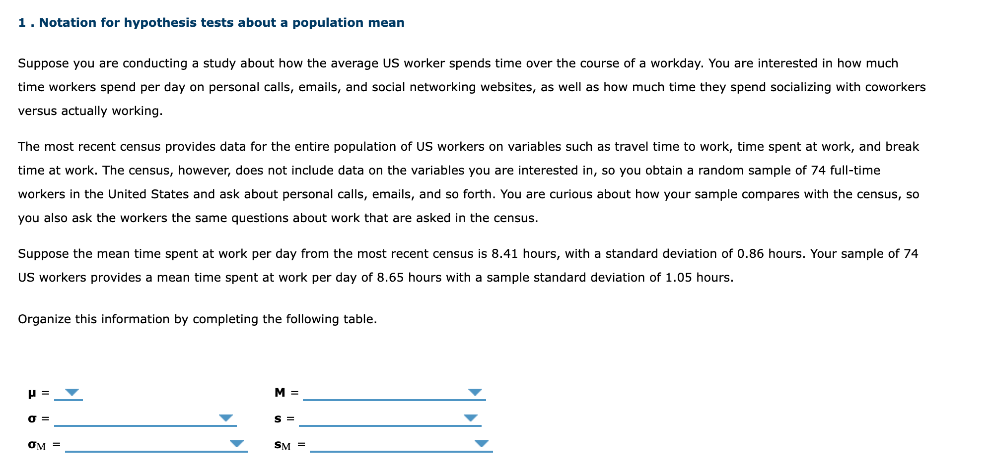 Solved 1. Notation for hypothesis tests about a population | Chegg.com
