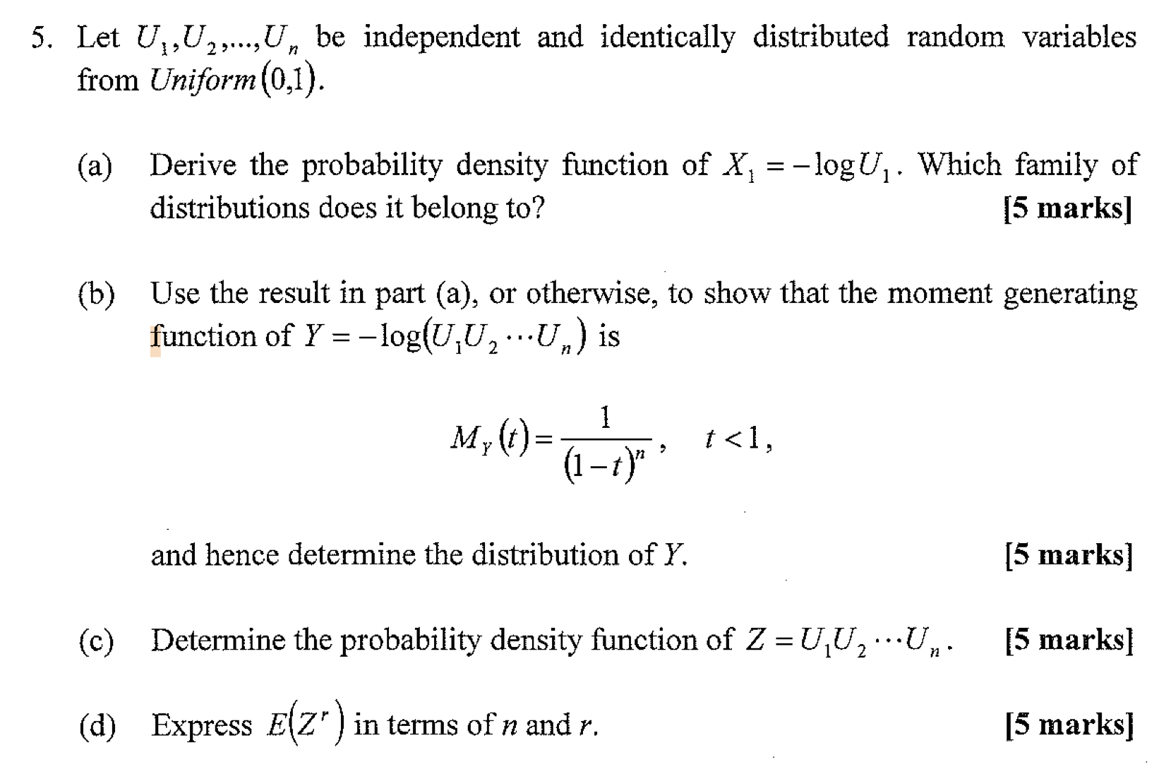 Solved Let U1,U2,dots,Un ﻿be independent and identically | Chegg.com