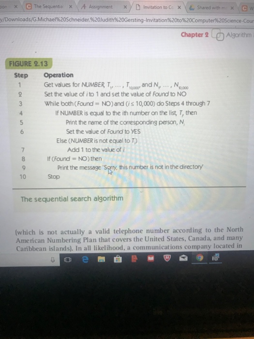 Solved The sequential search algorithm of Figure 2.13 | Chegg.com